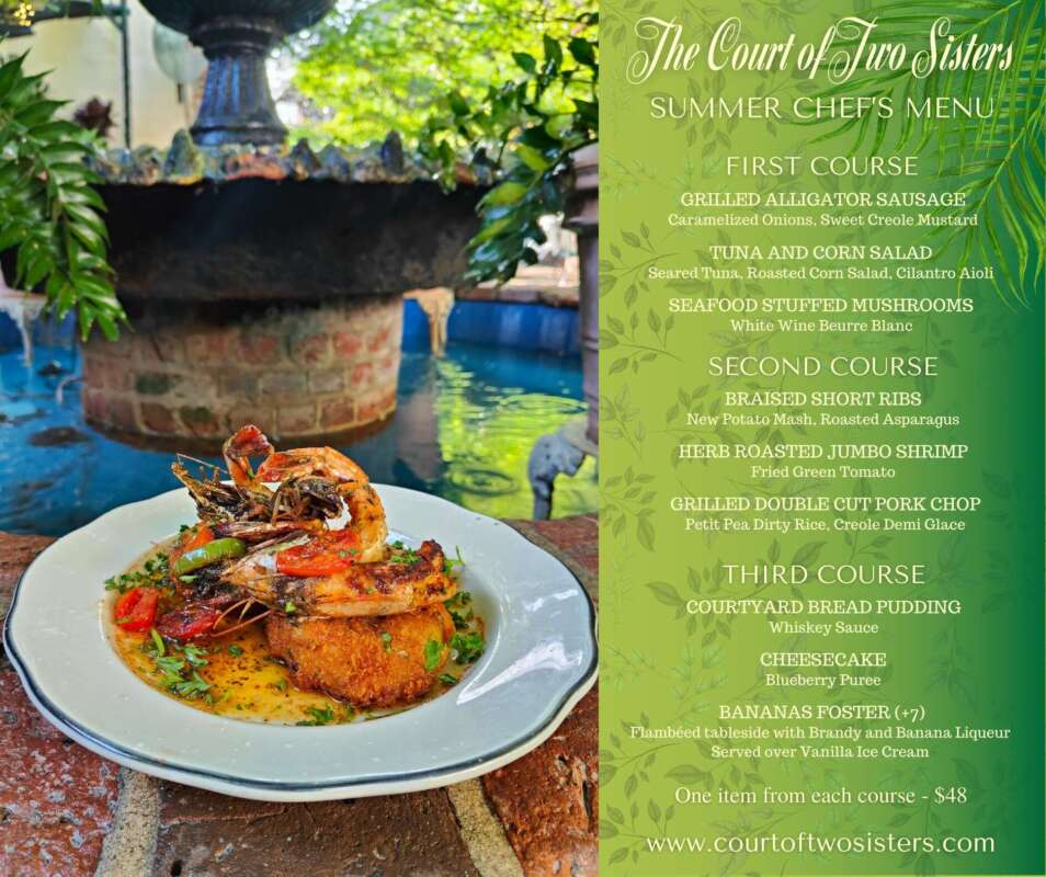 Coolinary Dinner Menu Available Through Sept. 15 – Court of Two Sisters