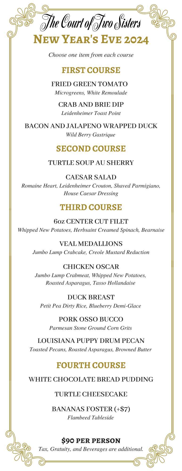 Special December Dinner Menus! – Court of Two Sisters